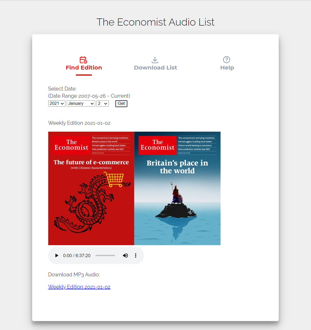 GitHub - jingking/The-Economist-Audio-List: Get the Weekly Edition or ...